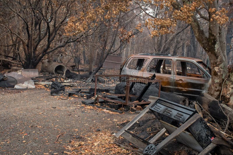 Australian Bushfire Aftermath: Burnt Car Carcass Stock Image - Image of ...