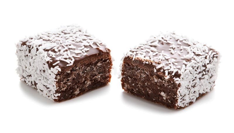 Australian Chocolate Lamingtons, Isolated on White Stock Photo - Image ...