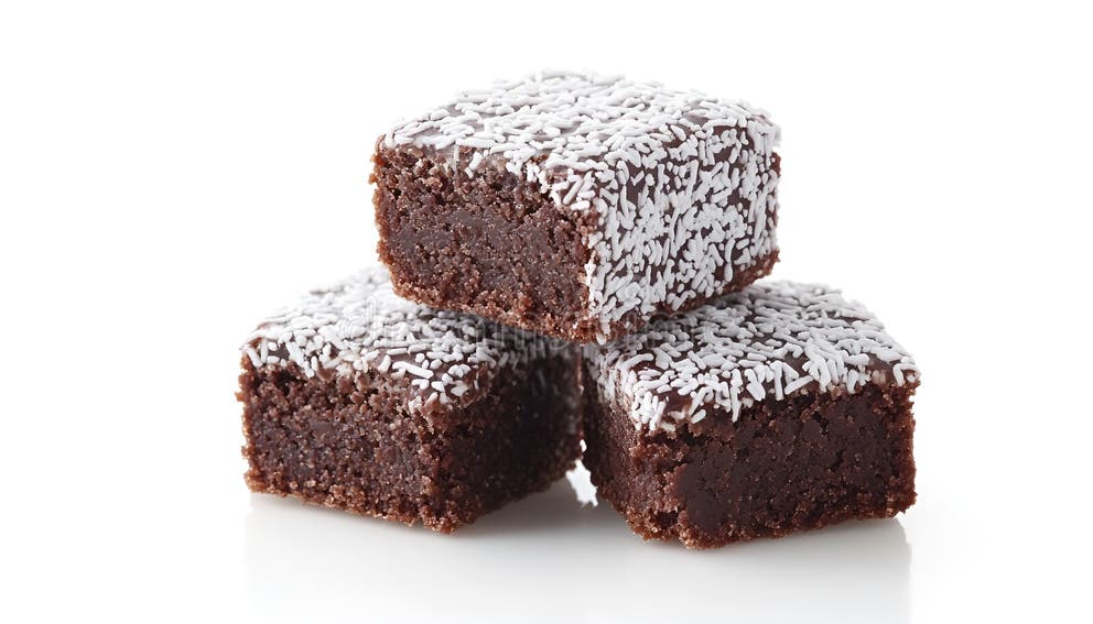 Australian Chocolate Lamingtons, Isolated on White Stock Photo - Image ...