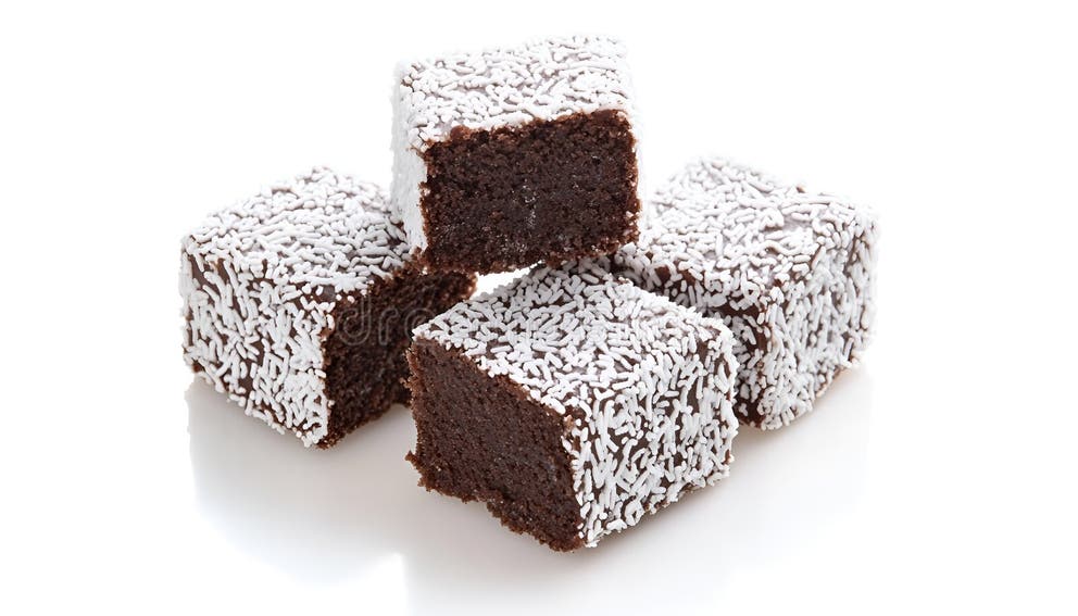 Australian Chocolate Lamingtons, Isolated on White Stock Photo - Image ...