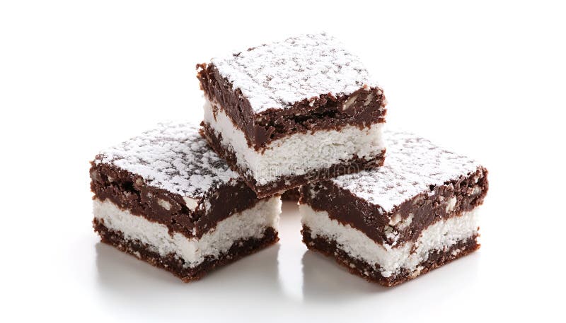 Australian Chocolate Lamingtons, Isolated on White Stock Image - Image ...