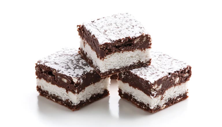 Australian Chocolate Lamingtons, Isolated on White Stock Image - Image ...