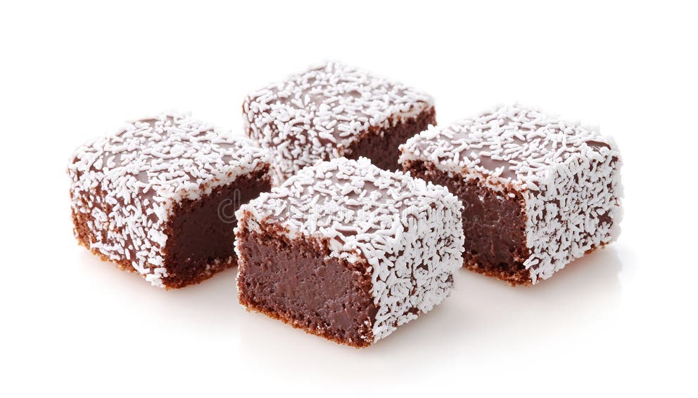 Australian Chocolate Lamingtons, Isolated on White Stock Image - Image ...