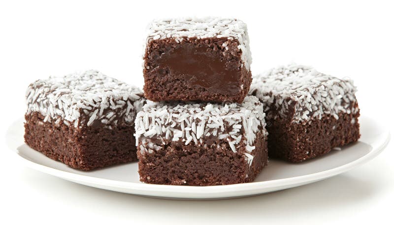 Australian Chocolate Lamingtons, Isolated on White Stock Photo - Image ...