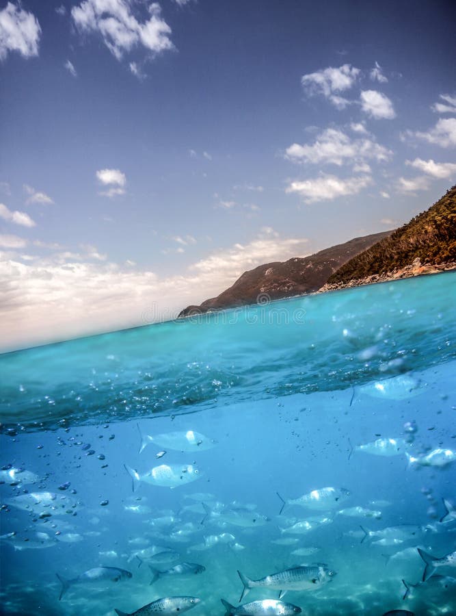 Australian Coast - Above and Below Stock Image - Image of shore, island ...