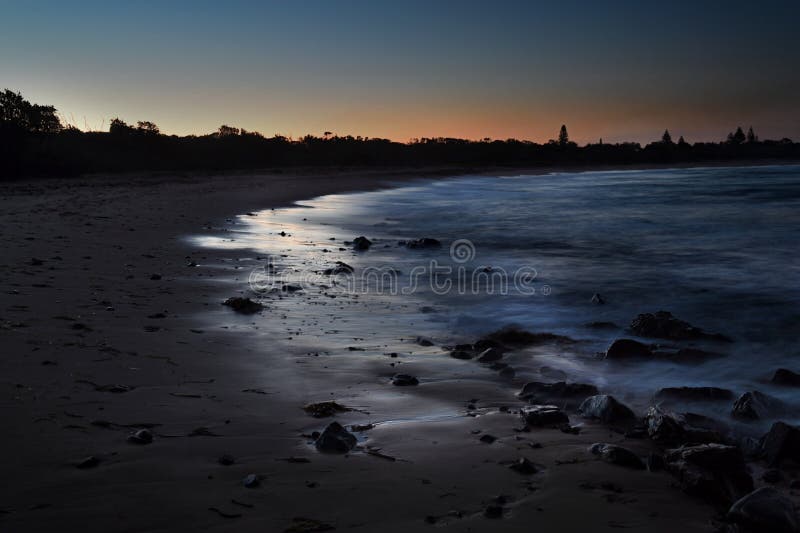 Australian Coastline Diamond Beach Long Exposure in the Evening Stock ...