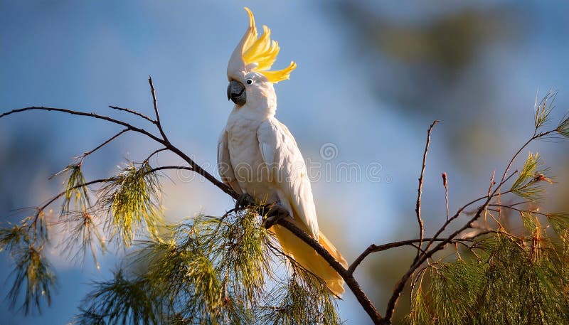 Australian Cockatoo on a Tree Stock Illustration - Illustration of ...