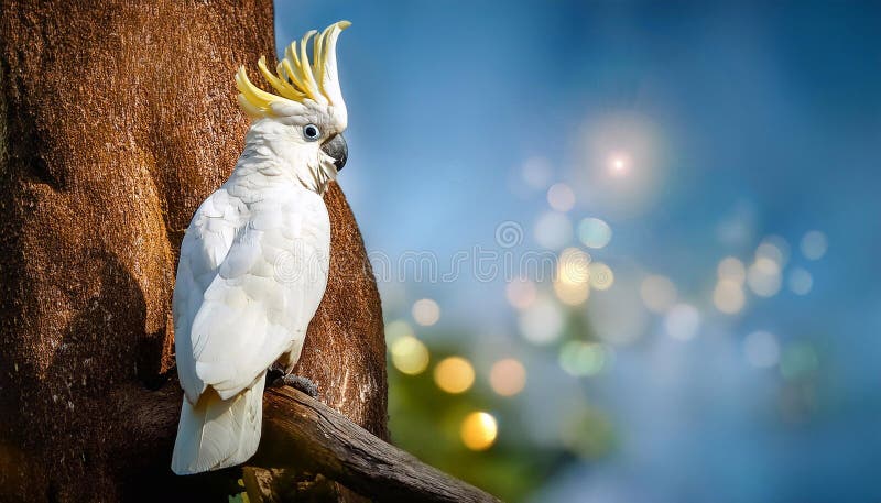 Australian Cockatoo on a Tree Stock Illustration - Illustration of ...