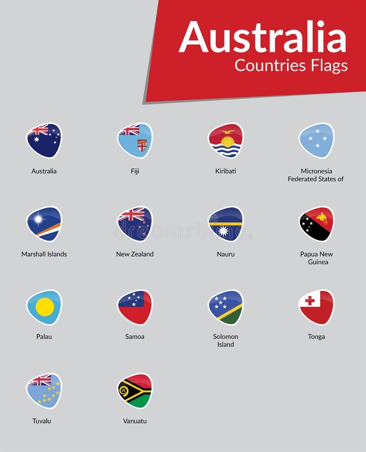 Australian Countries Flag Icon Collection Stock Vector - Illustration ...