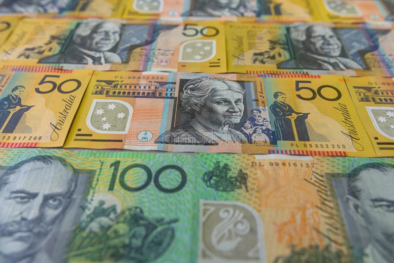 50 100 Australian Currency Banknotes. Aussie Currency, Finance Concept ...