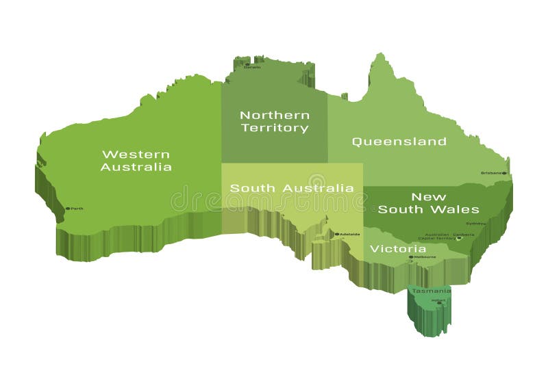 Australian 3d (isometric) Map Colored by States Stock Vector ...