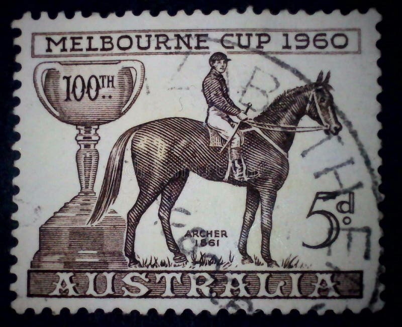 Australian 5d Stamp Melbourne Cup 1960 Editorial Image - Image of 100th ...