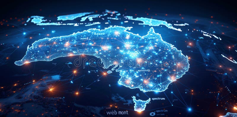 Australian Digital Network Map with Global Connectivity and Light ...