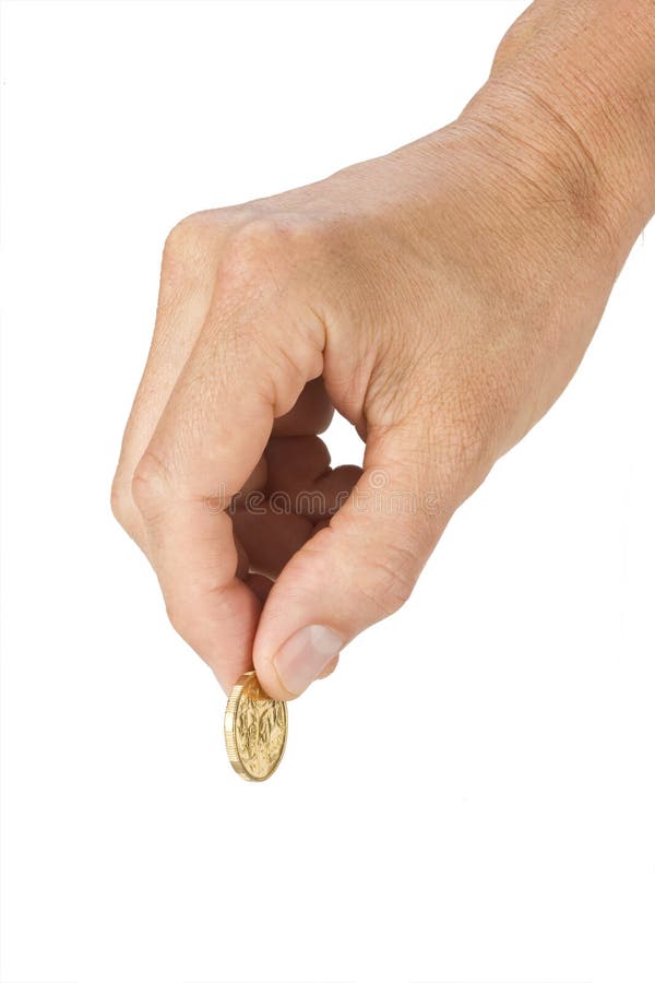 Australian Dollar Coin Hand Money Stock Image - Image of isolated ...
