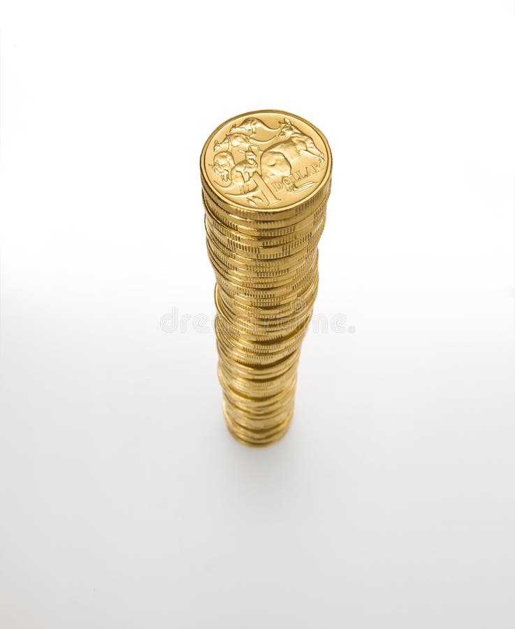 Australian Dollar Coin Stack Stock Photo - Image of increasing, wealth ...