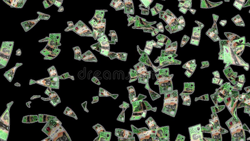 Australian Dollar Money Falling Down. Alpha Channel. 3D Render ...