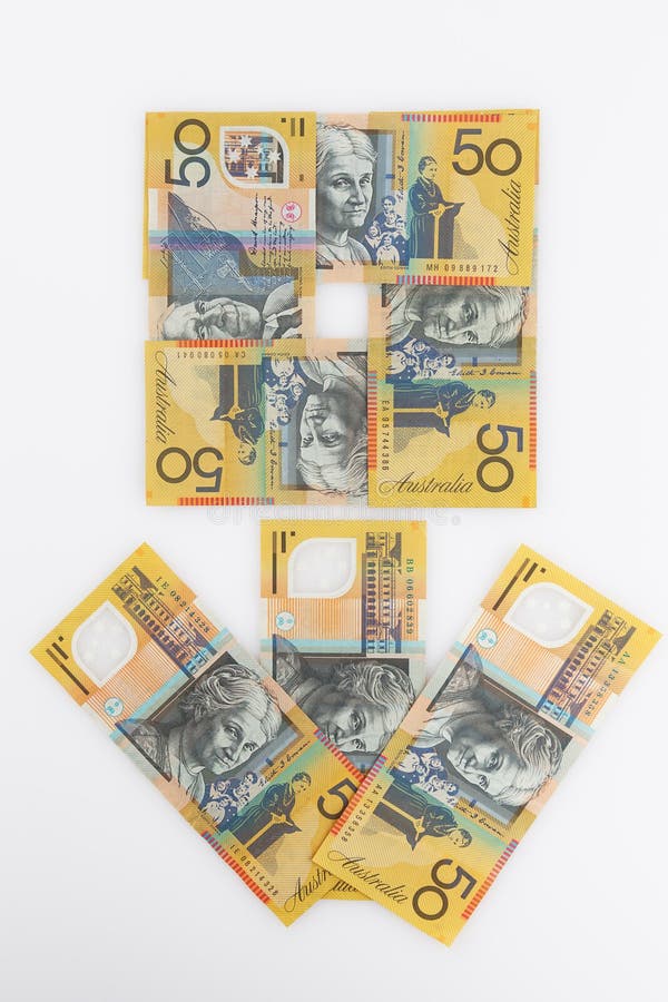 50 Australian Dollars Banknotes Arranged in Form of Flower Stock Image ...