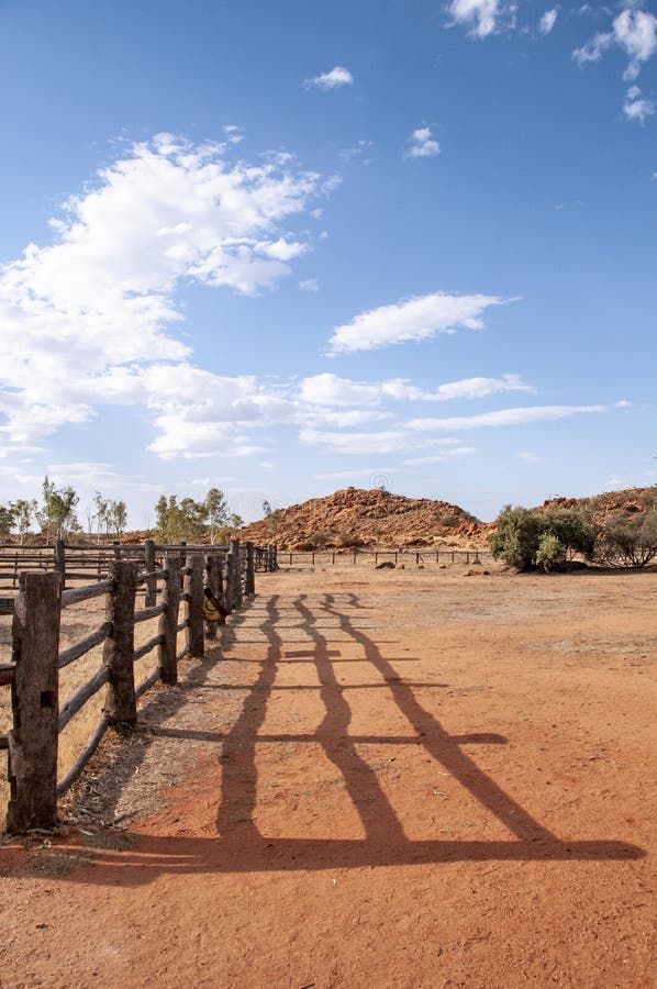 Fence Casting Shadows on an Australian Farm Stock Photo - Image of ...
