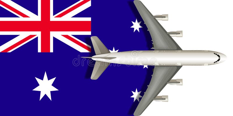 Australian Flag with an Airplane Flying Over it. Vector Image Stock ...