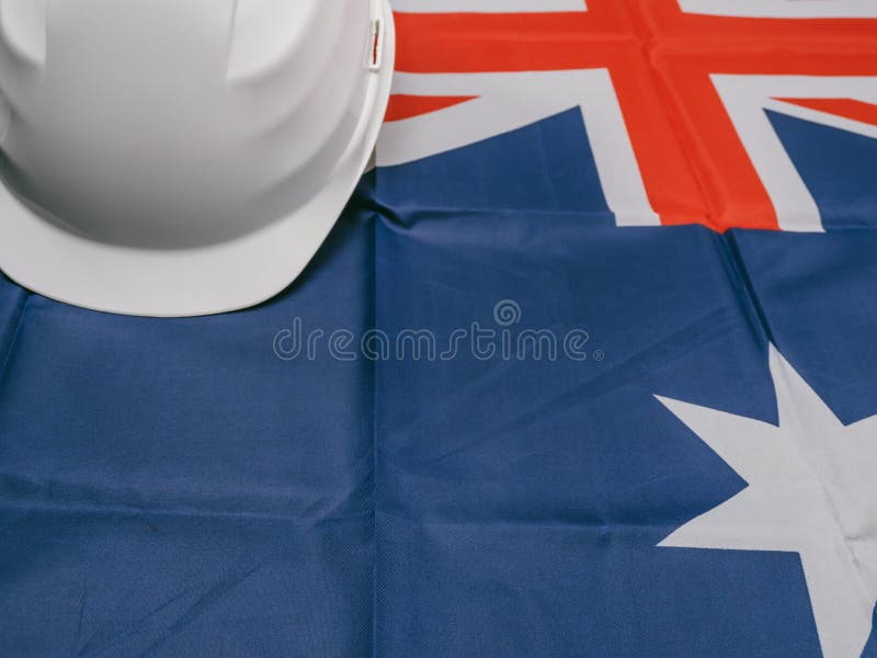 Australian Flag and Construction Helmet. Concept Made in Australia ...