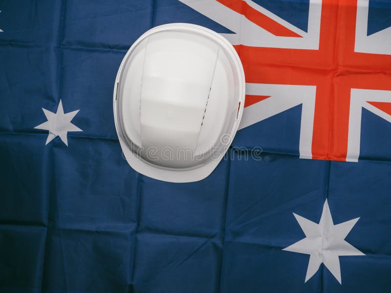 Australian Flag and Construction Helmet. Concept Made in Australia ...