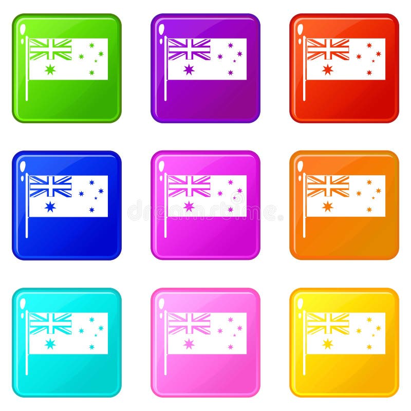 Australian Flag Icons 9 Set Stock Vector - Illustration of proportion ...