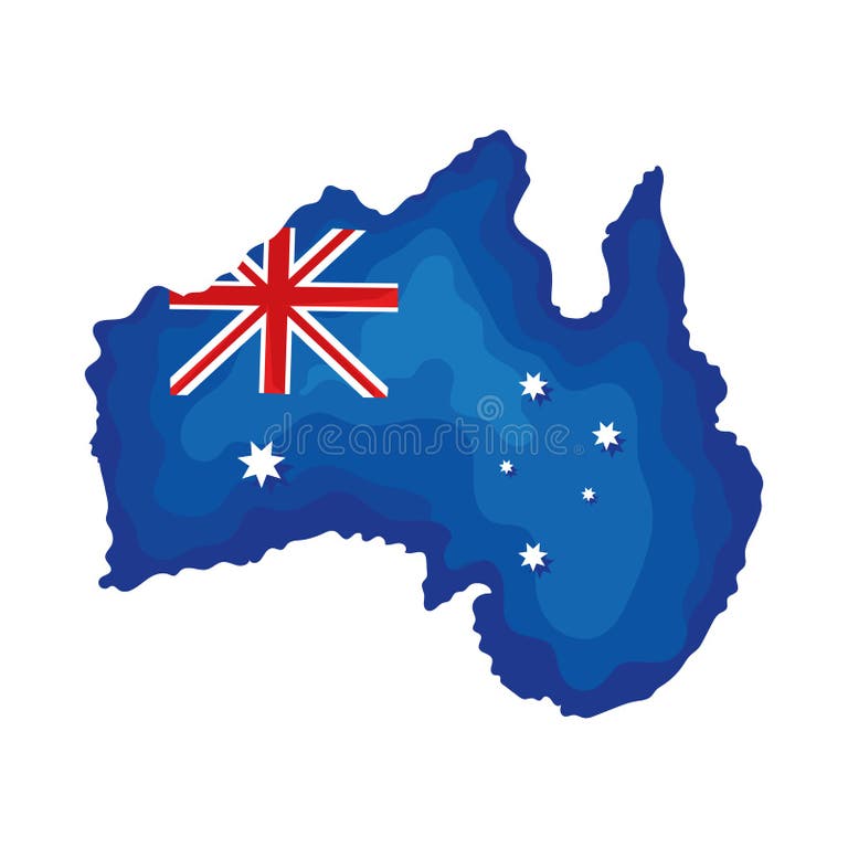 Australian flag in map stock vector. Illustration of country - 284048243