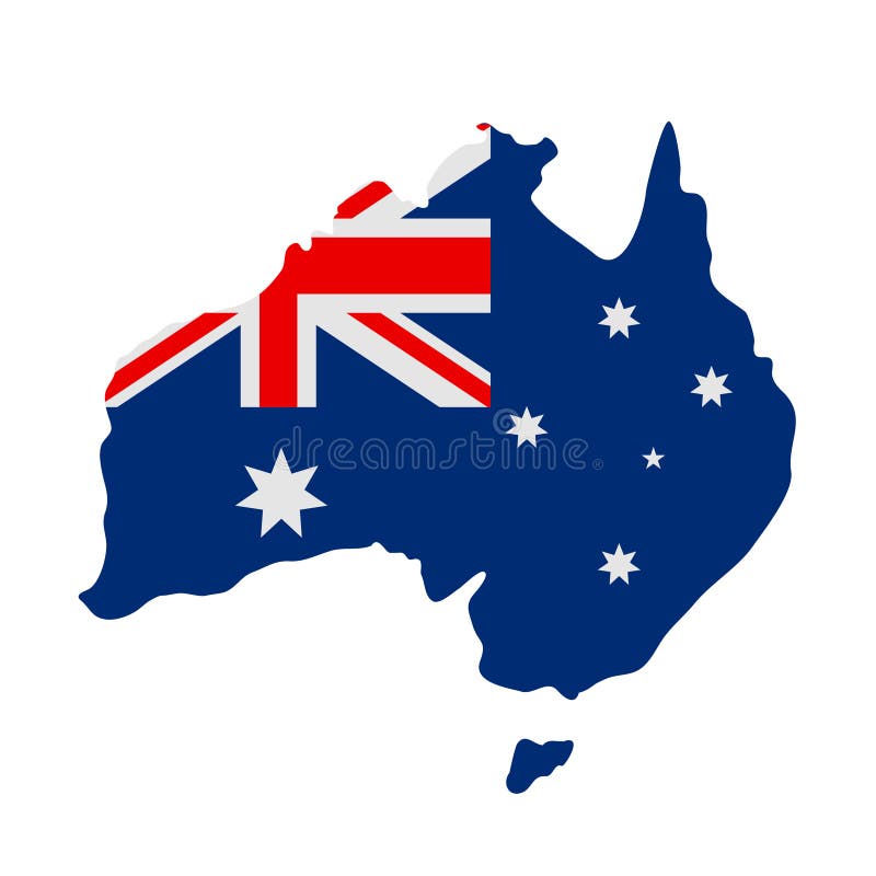 Australian flag on map stock vector. Illustration of continent - 83481756