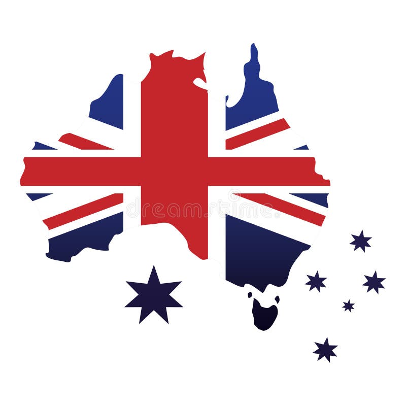 Australian Flag Map Stars Emblem Icon Stock Illustration - Illustration ...
