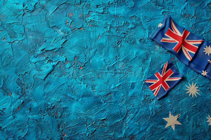 Australian Flags on Textured Blue Background with Stars Stock ...