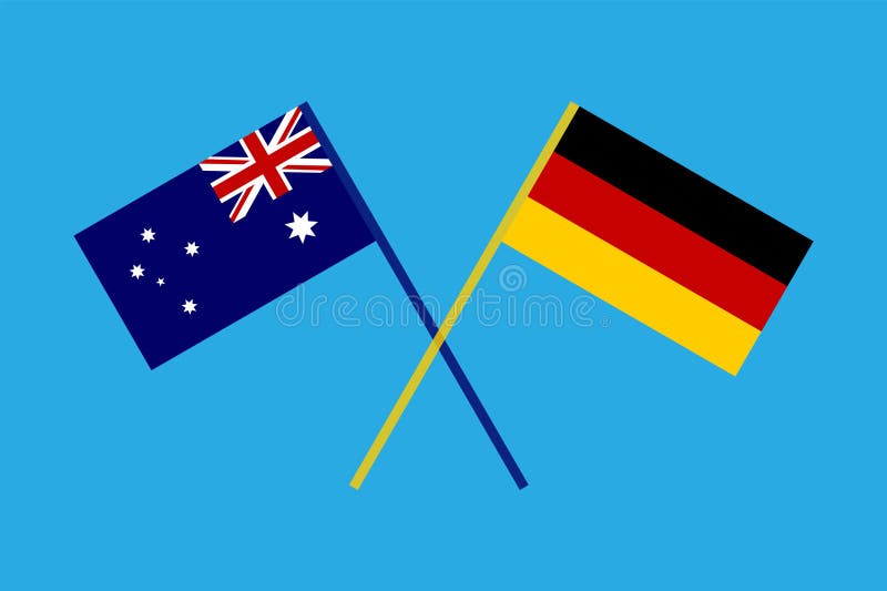Australian and German Flags Crossed, Symbolizing International ...