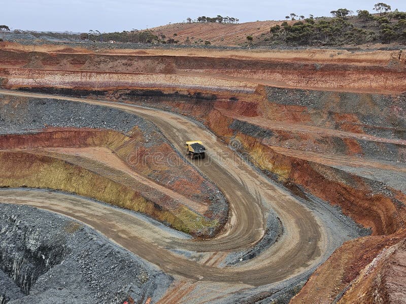 Australian Gold Lithium Iron Ore Mining Mine with Haul Truck Going Up ...