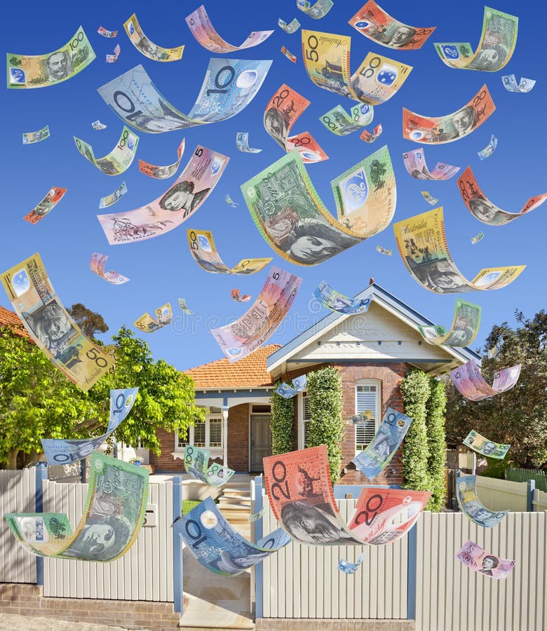 Falling Money Australian Dollars Raining Stock Photo - Image of ...
