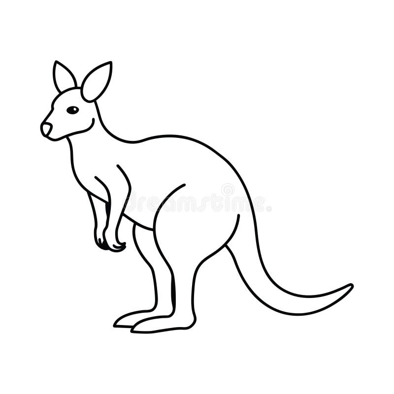 Australian Kangaroo Animal As Outline Vector Icon Stock Vector ...