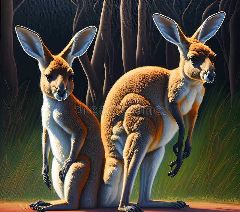 Australian Kangaroo, Generative AI Illustration Stock Illustration ...