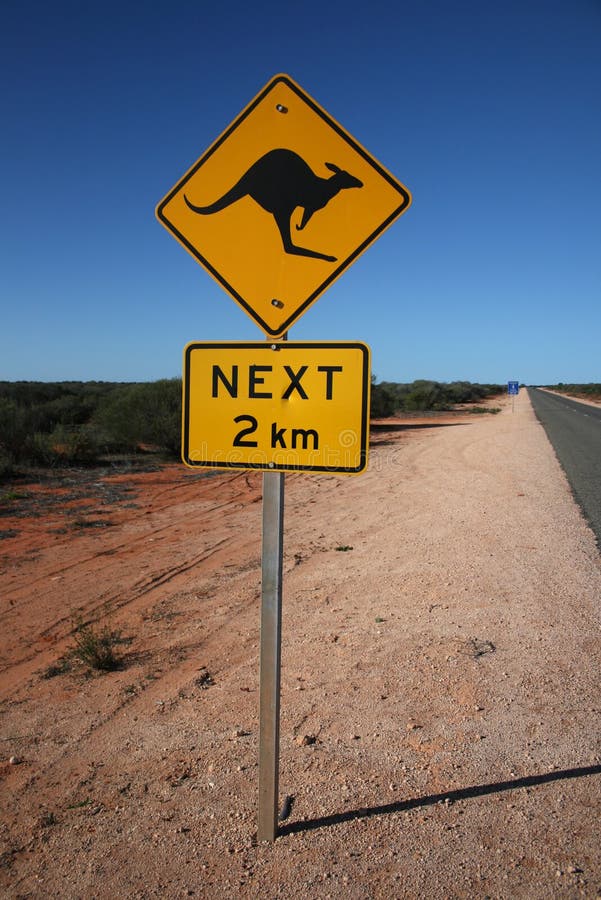 Kangaroo Warning Sign,Western Australia Stock Image - Image of ...
