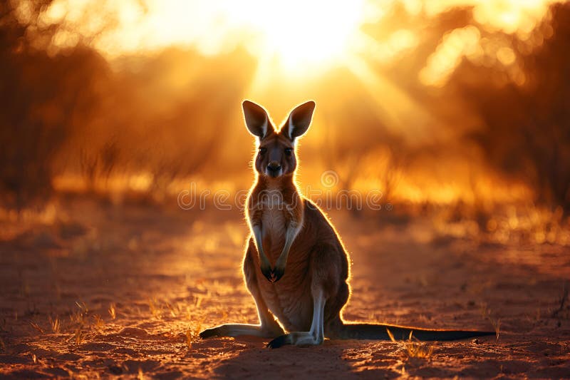 Australian Kangaroo at Sunset in Outback Wilderness, Wildlife Stock ...