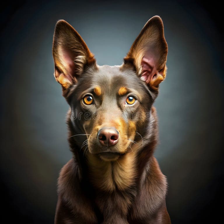 Australian Kelpie Isolated on Black and Grey Background Stock ...