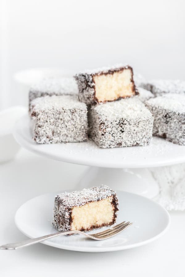 Australian Lamington Cakes with Chocolate and Coconut Stock Image ...