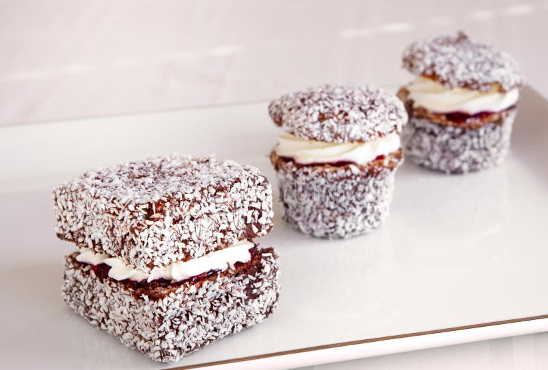 Australian Lamingtons stock image. Image of chocolate - 89256185