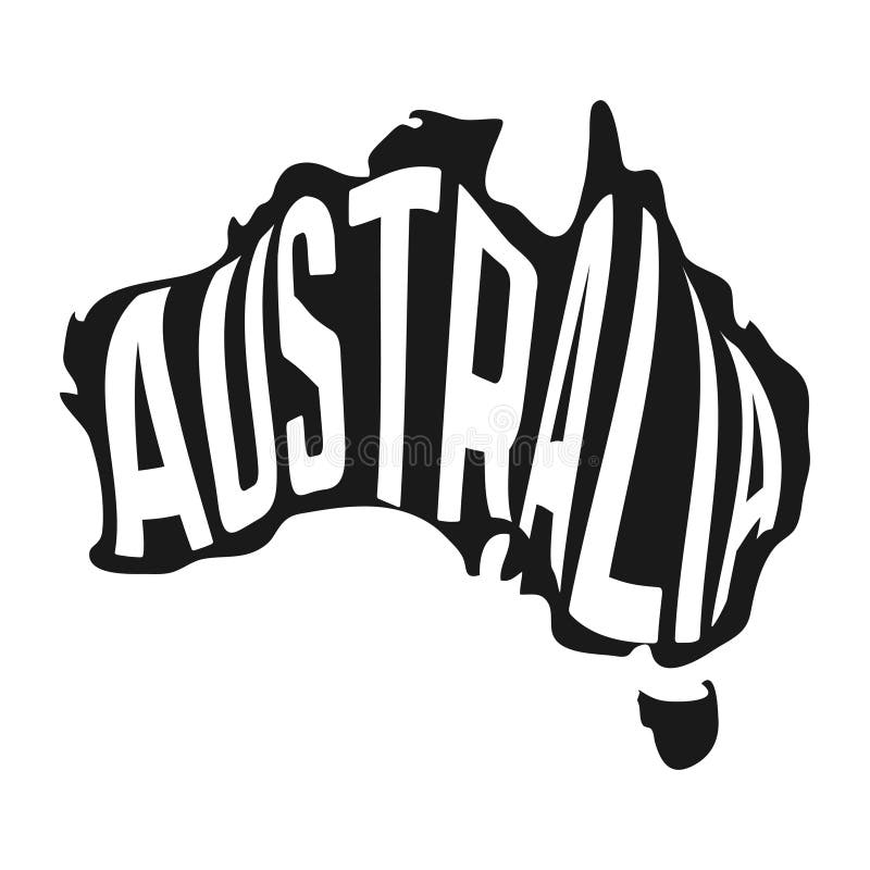 Australian Map with Text Inside on White Stock Illustration ...
