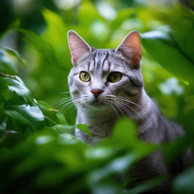 An Australian Mist Cat in Lush Greenery, a Realistic Portrait Created ...