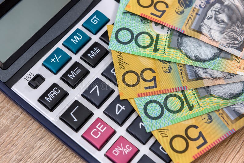 Australian Money Aud with Calculator on Desk Stock Photo - Image of ...