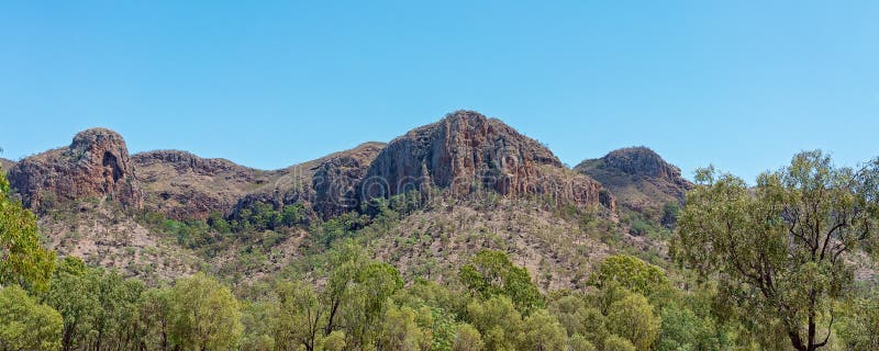Australian Mountain Range with Blue Sky Background Stock Image - Image ...