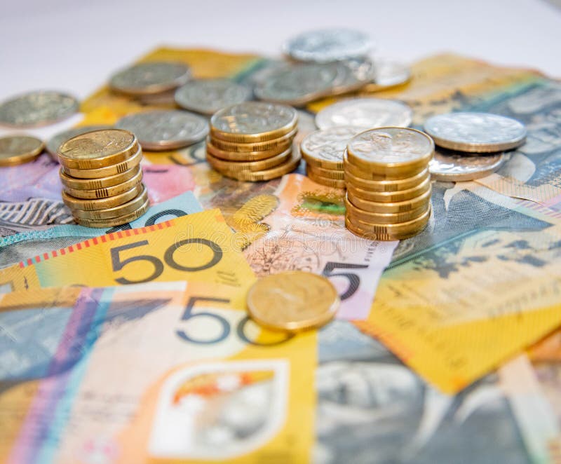 Australian notes and coins stock image. Image of partial - 54107185