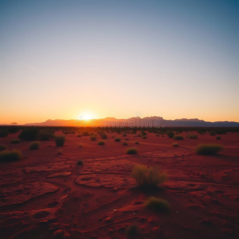 Australian Outback with Red Earth at Sunrise Stock Illustration ...