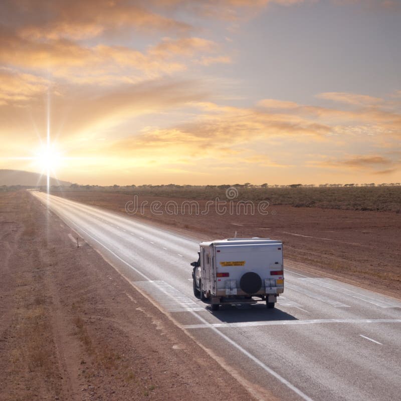 Caravan in Outback Australia Stock Photo - Image of landscape, road ...