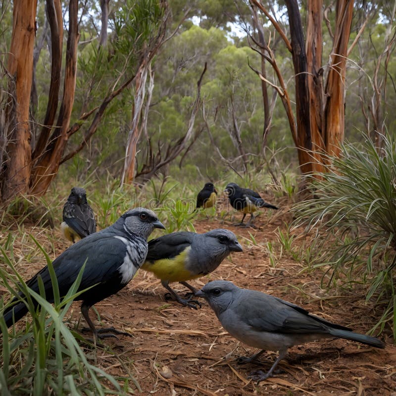 Australian Outback Wildlife Around a Marlowe Mallet Tree Stock ...
