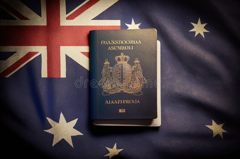 Australian Passport on the Flag of the Australia. Getting a Aust Stock ...