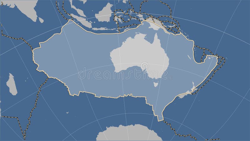 Australian Plate - Boundaries. Contour Map Stock Illustration ...
